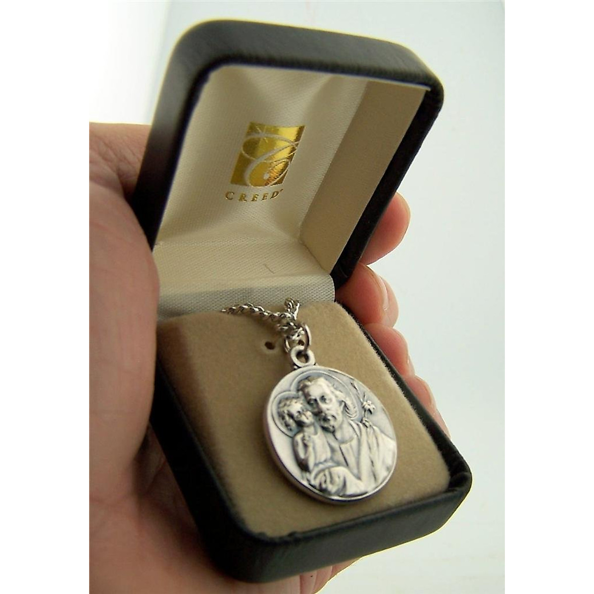 CB Silver Toned Base Patron Saint Joseph the Worker Father Medal, 7/8 Inch