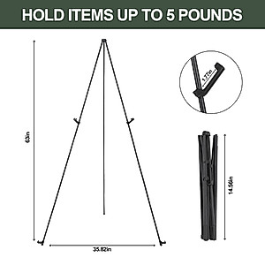 DANMO Easel Stand for Wedding Sign Poster 63'' Instant Display Easel for Floor Adjustable Metal Art Easel Black
