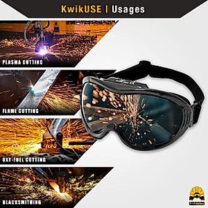 KwikSafety - Charlotte, NC - PIT VIPER ANSI Industrial [ANTI-FOG, ANTI-SCRATCH, Snug FIT] Welding Goggles Shade 5, Ventilation Infrared Welding Torch Brazing Flame Cutting Gas Oxy-Acetylene/Black