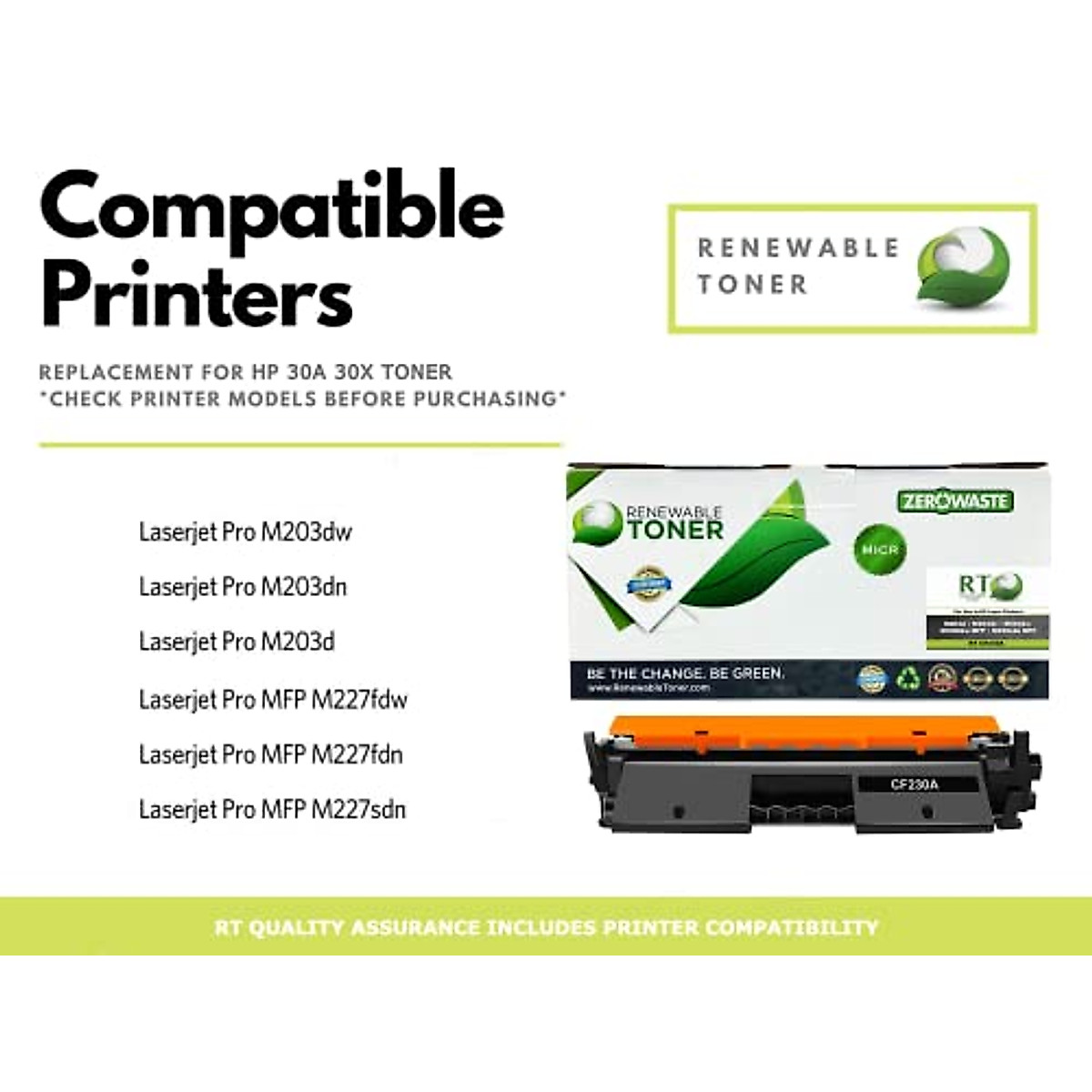 Renewable Toner Compatible MICR Toner Cartridge Replacement for HP 30A CF230A for Laserjet M203 M227