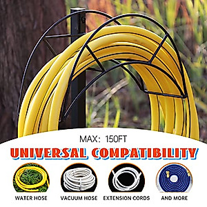 Hongmai Garden Hose Holder Freestanding, Heavy Duty Water Hose Hanger Hose Reel for Outdoor, Detachable Metal Hose Stand Hose Rack Hose Storage for Garden Lawn Yard (Black A)