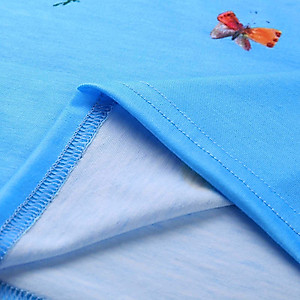 Bravetoshop Women Summer T Shirts Short Sleeve V Neck Butterfly Graphic Blouse Casual Loose Fit Tee Tops (Blue,XL)