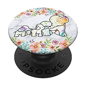 Mama Elephant Family - 2 Kiddos Elephant Gift for Mom PopSockets PopGrip: Swappable Grip for Phones & Tablets