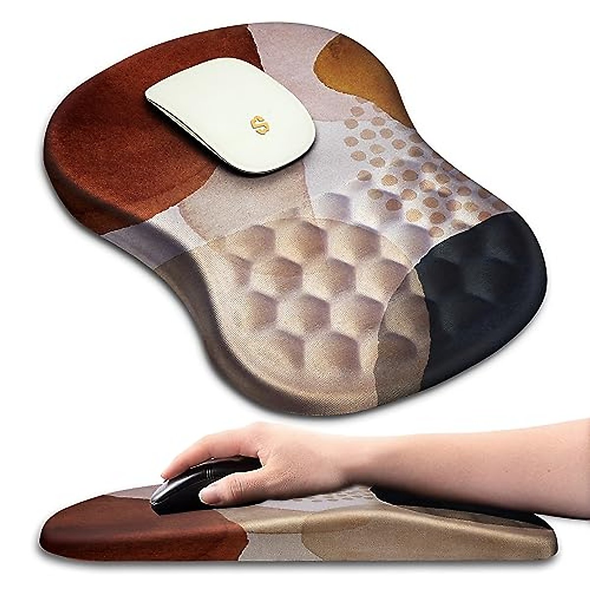 Ergonomic Mouse Pad with Wrist Rest Support, Massage Design Mouse pad Relief Carpal Tunnel Pain, Entire Memory Foam Non-Slip Mouse Pad, Computer Mouse Pads for Wireless Mouse Pad, Cool Boho Stone
