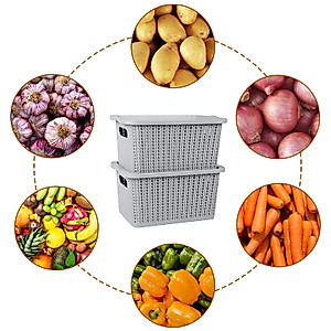 Onion and Potato Storage Baskets,Stackable Plastic Pantry Bins with Lids,Bpa-Free, Multifunctional Organizers for Kitchen, Countertop, and More Vegetable Storage Pantry Baskets Organization