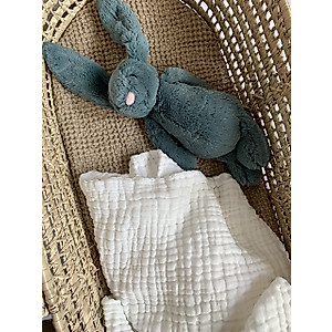 Leyl&Ari Basic Toddler Blanket - Organic Baby Towel - Baby Toddler Muslin Quilt- Crib Blanket - 3 Layers Organic Cotton Baby Blanket- 40"X40" (Snowy White)