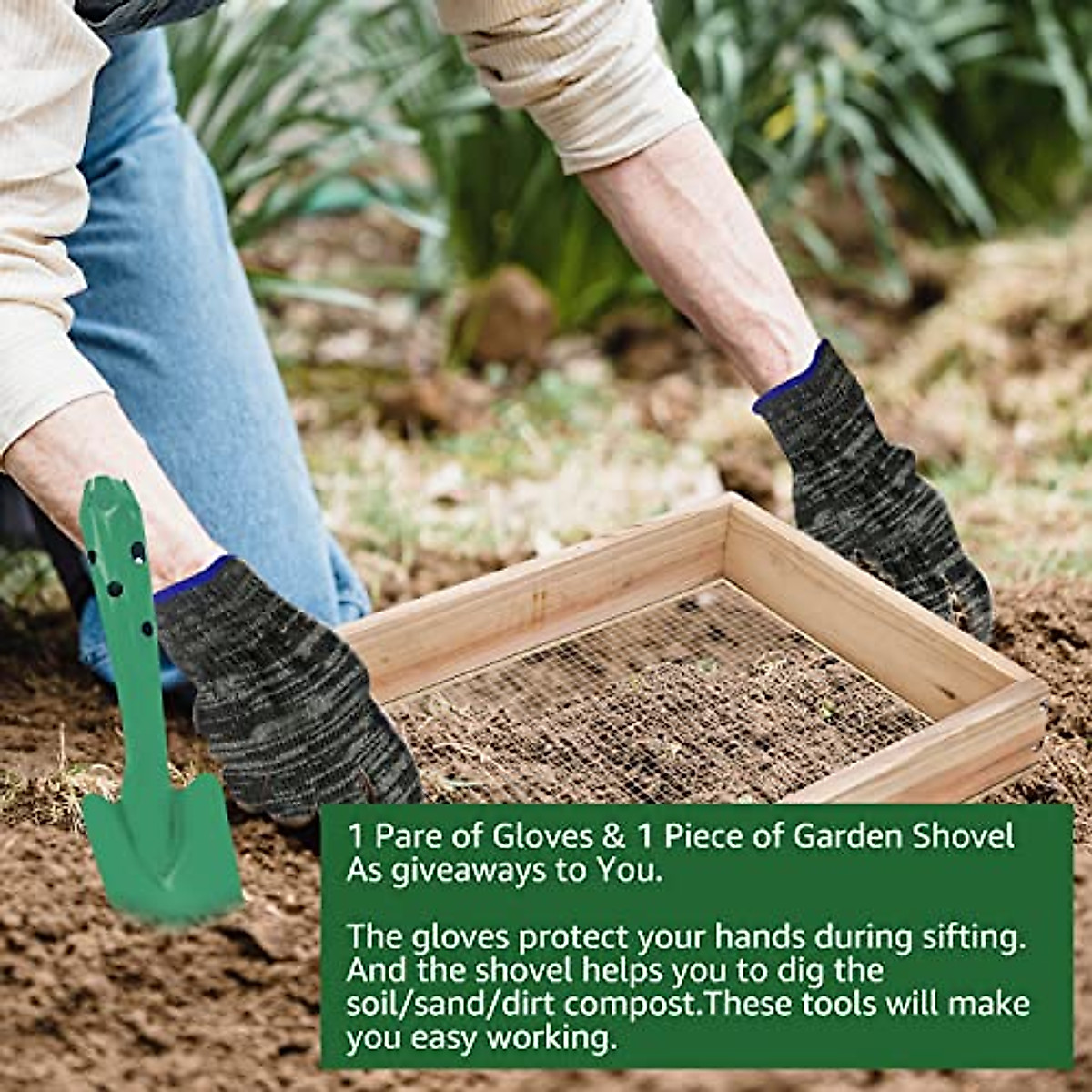 Soil Sifter, Dirt Sifter for Gardening, Compost Sifter, Garden Sieve, Light Wood Sifter for Rocks, Screen Sifter Top Soil/Peat Moss/Worm/Leaves/Loam Soil/Sand,Great Garden Tool for Plants & Vegetables