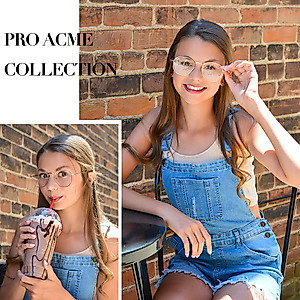 Pro Acme Hexagonal Non-Prescription Glasses Frame for Women Men Designer Square Round Metal Clear Lens Eyeglasses (Silver)