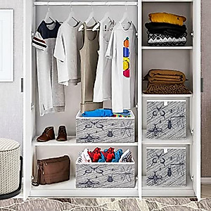 WELLDAY Storage Basket Dragonfly Butterfly Insect Grey Foldable 11 x 11 x 11 in Cube Storage Bin Home Decor Organizer Storage Baskets Box for Toys, Books, Shelves, Closet, Laundry, Nursery