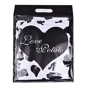 Love Potato Cute Women Girls Cooking Kitchen Apron with Pockets Black White Cow Print Bib Apron Gift, White