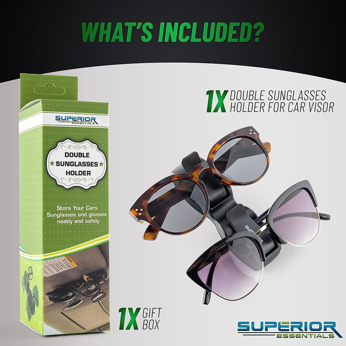 Sunglass Holder for Car Visor Clip - Sun-Glasses Holder and Ticket Card Clips - Car Visor Accessories - Luxury Eyeglass Car Mount