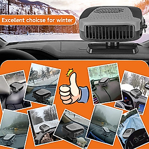 12V 150W Portable Car Heater with 360-Degree Automotive Windscreen Fan, Fast Heating Defrost Defogger, and Auto Ceramic Heater Fan with Plug in Cigarette Lighter