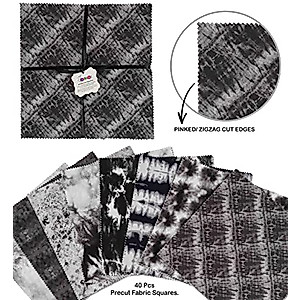 Soimoi Chihuahua & Dot Print Precut 5-inch Cotton Fabric Quilting Squares Charm Pack DIY Patchwork Sewing Craft- Black