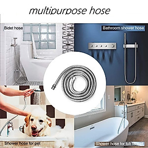59 Inches Shower Hose,Bidet hose,304 Stainless Steel Handheld Shower Head Hose,The thread interface size is 0.8 Inch（G1/2 or 20mm)(Chrome)