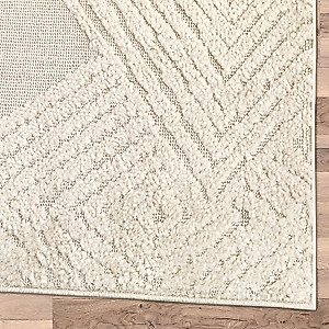 Antep Rugs Palafito 5x7 Geometric Shag Diamond High-Low Pile Textured Indoor Area Rug (Beige, 5'3" x 7'6")