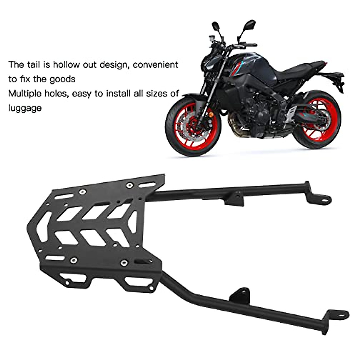 Motorcycle Luggage Rack Tail Hollow Out Hole Rear Luggage Rack Replacement for MT09 2021 Motorcycle Trunk Rack Motorcycle Storage Rack Motorcycle Rear Luggage Rack