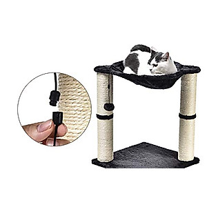Amazon Basics Cat Tower with Hammock and Scratching Posts for Indoor Cats, 15.8 x 15.8 x 19.7 Inches, Gray