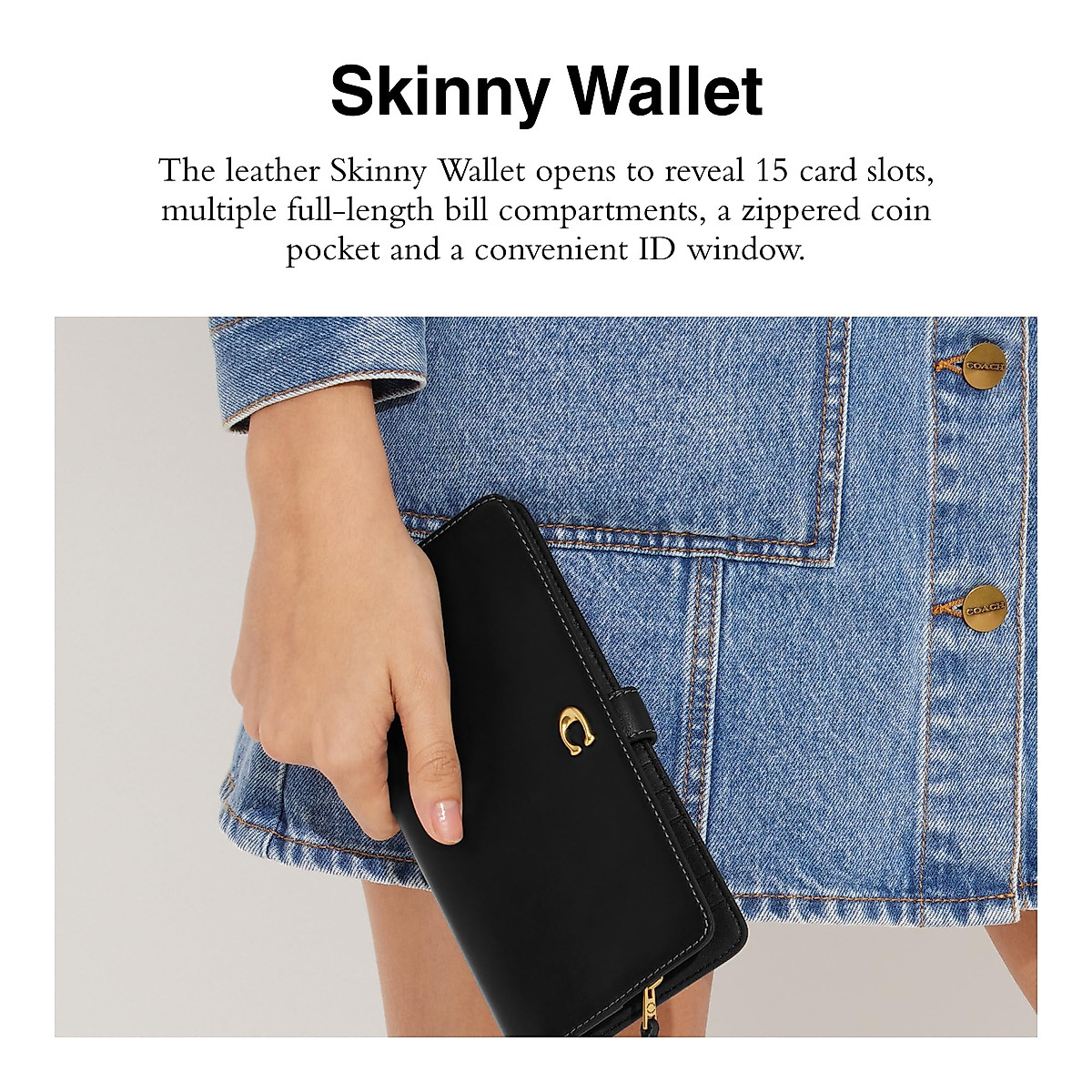 Coach Smooth Leather Skinny Wallet, Deep Plum