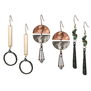 SPUNKYsoul 3 Pack Boho Fashion Country Vintage Statement Earrings for Women