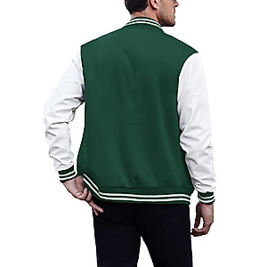 COOFANDY Mens Mens Streetwear Varsity Jacket Letterman Football Jackets College Coats Green Large