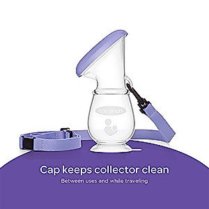 Lansinoh Breastmilk Collector Breastpump for Excess Breast Milk from Breastfeeding Mums BPA BPS Free 100% Silicone with Lid & Neck Strap, Transparent