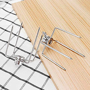 N & N 304 Stainless Steel Rotisserie Meat Forks(1-Pair) - Fits 3/16-Inches Hexagon, 1/4-Inches Square & 3/8-Inches Round Rotisserie Spit Rods