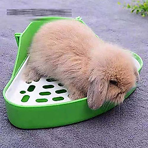 Lucky Interests 3 pcs Triangle Rabbit Litter Tray, Guinea Pig Training Corner Small Animal Toilet Potty Chinchilla Potty Box with Mini Broom & Dustpan, Disposable Cage Liner for Hamster Ferret Bunny