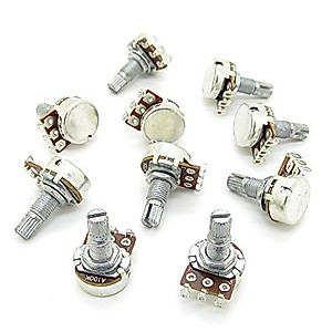 JIUWU A100k OHM Audio Pots Split Shaft Taper Guitar Potentiometer Replace for Electric Guitar Pack of 10
