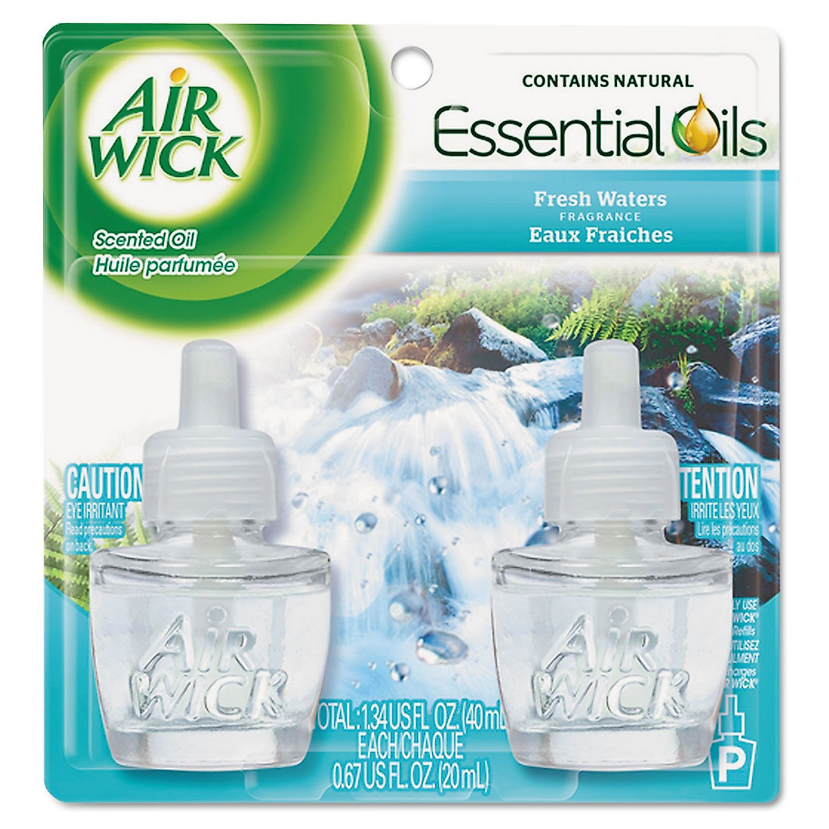 Air Wick, Plug in Scented Oil 2 Refills, Fresh Waters, 1.34 Oz (Pack of 2)