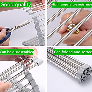 Over The Sink Dish Drying Rack, RidRed Roll up dish rack, High temperature resistance Kitchen Rolling Dish Drainer, Stainless Steel Sink Drying Rack, Foldable Dish Drainer, Gray (17.5 x 11.8)