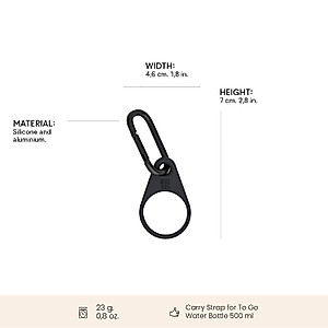 Design Letters Carry strap Water bottle (Black) - Makes it easy to carry your water bottle on the go, Mount it to your bag, Fits 500 ml and 330 ml watter Bottles, L: 7 x W: 4,6cm.