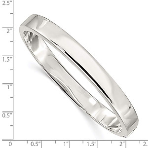 Saris and Things 925 Sterling Silver 8mm Hinged Bangle Bracelet