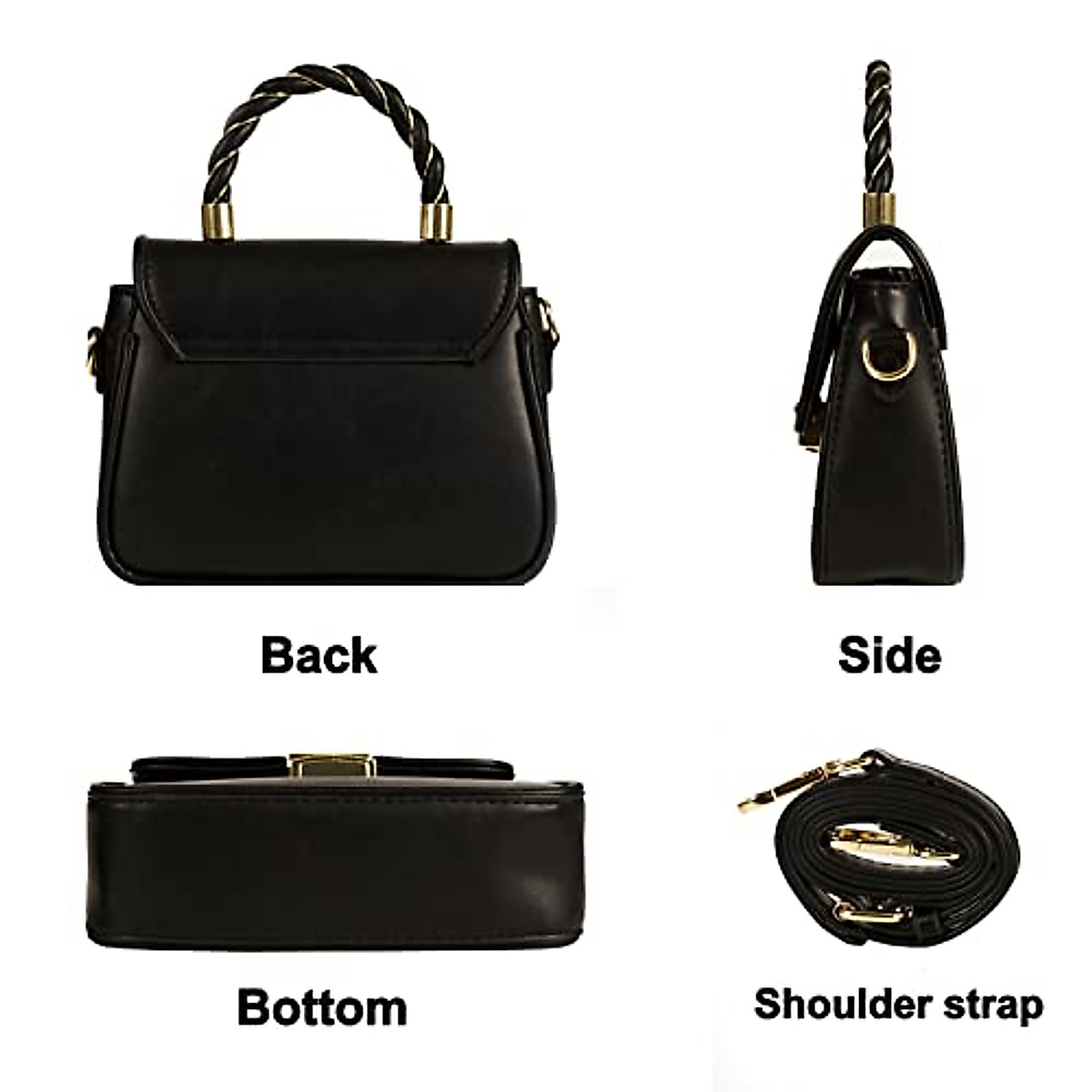 VODIU Small Shoulder Bags For Women Handbag Tote With Top-Handle Small Black Purse Crossbody Bag