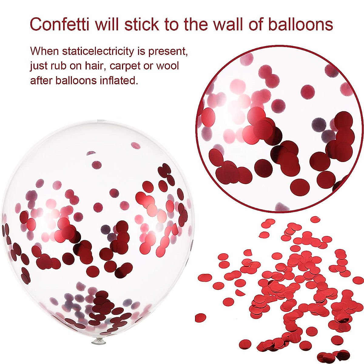 12 Inch Latex Burgundy Balloons Wine Balloons Confetti Balloons for Wedding Bridal Shower Birthday Party Anniversary Decoration & Women Party,110 Piece