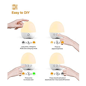 Lyridz Nursery Night Light for Kids, Rechargeable Baby Night Light with Motion Sensor, RGB LED Dimmable Table Lamp for Breastfeeding with Color-Changing Mode,1-Hour Timer,Touch Control