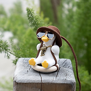 Trvl Fielder Super Cute Anime Car Accessories - Swinging Duck Car Hanging Ornament for Rear View Mirror - Delightful Car Accessories and Decorate (White - Fat Cowboy)