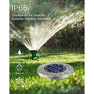 UFOND 8 Pack Solar Ground Lights, Outdoor Waterproof Solar Garden Lights Decor, Disk Solar Deck Lights, Landscape Lighting for Patio Pathway Yard,Outdoor Lights (Cold White)