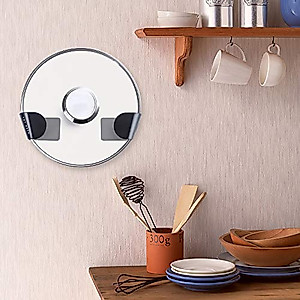 Hemoton 5 Pair Wall Pot Lid Holder Wall Door Mounted Pan Lid Cover Hanger Rack Multifunctional Kitchen Utensil Cutting Board Organizer for Home Kitchen Black