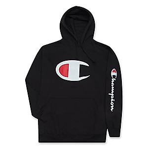 Champion Hoodie for Men Big And Tall Mens Oversized Pullover Fleece Sweatshirt Black