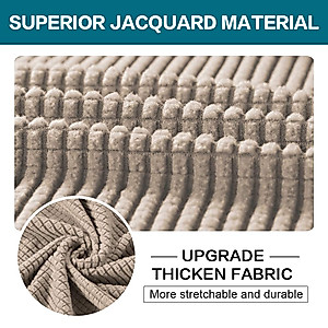 Turquoize 3 Piece Sofa Covers for 2 Cushion Couch Sofa Slipcover Soft Couch Cover for Dogs-Washable Sofa Furniture Covers with 2 Individual Cushion Covers, Thick Jacquard Fabric (Loveseat, Sand)