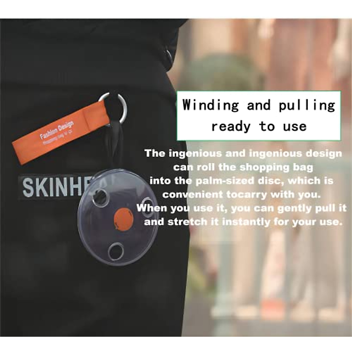 Ubrand Reusable Shopping Bags 3 Pack Disk Portable Shopping Bag Telescopic Reusable Black Grocery Folding Eco Shopper Shopping Shoulder Bags