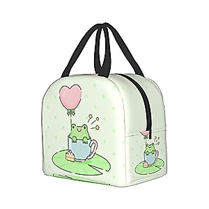 Ucsaxue Cute Baby Frog Lunch Bag Small Insulated Lunch Box with Front Pocket Cute Lunch Bags for Girls Boys Freezable Bento Box Women Men Lunch Boxes