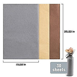 MR FIVE 30 Sheets Brown Grey Tissue Paper Bulk,29.5"x 19.6",Brown Tissue Paper for Gift Bags,Crafts,Gift Wrapping Tissue Paper for Fall Birthday Wedding Thanksgiving Holiday,3 Colors