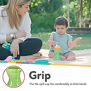 Nuby No-Spill Sippy Cup with Flex Straw - (3-Pack) 10-Ounce Bottles - Sippy Cups for Toddlers 12+ Months - Neutral Color Training Cups for Toddlers