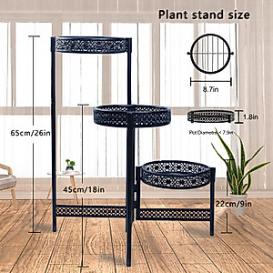 ZHAZHADI Metal Plant Stand Shelf Indoor Outdoor, 3 Tier Tall Corner Flower Pot Holder Stands Shelves for Plants Multiple, Vertical Tiered Planter Rack for Patio, Living Room, Balcony, Black