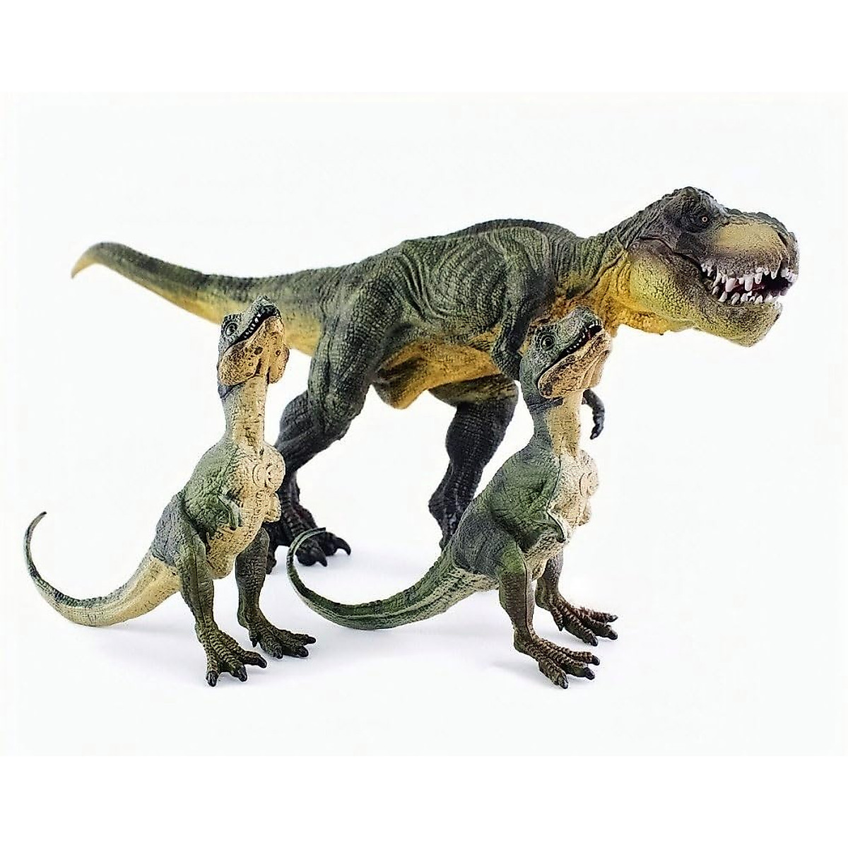 Gemini&Genius 3-Piece Dinosaur Set with T-Rex & Cubs, Action Figures, Moveable Jaw, Cake Topper, Party Gift for Kids 3-12 Years Old