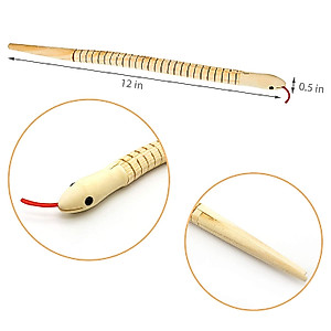 Unfinished Wooden Wiggly Snakes 8 Pcs with 12 Colors Acrylic Craft Paint and 2 Paint Brush - 12” Flexible Natural Timber Snake for Arts and Crafts Themed Birthday Party Supplies, Halloween Prop Toys