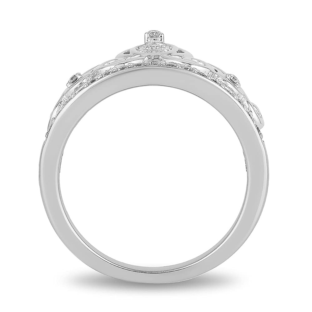 Jewelili Enchanted Disney Fine Jewelry 10K White Gold 1/4 Cttw Diamond Cinderella Ring Size 8