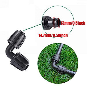 1/2 inch Irrigation Fittings Elbow Connectors For (1/2" ID x0.6-0.63" OD) 16mm Drip Tubing Barbed Connectors-10 Pcs/pack
