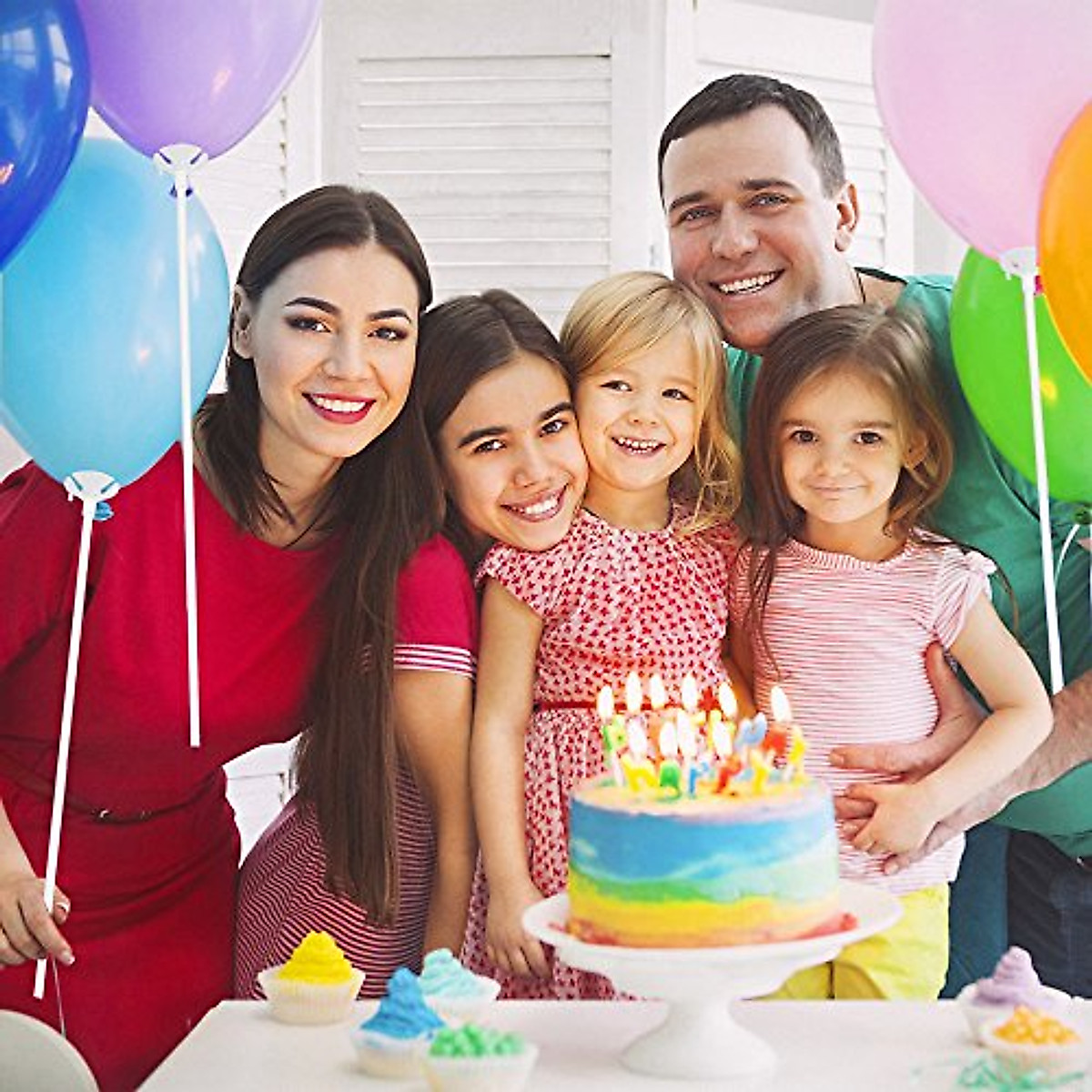 Pllieay 100 Pieces White Balloon Sticks Holders with Cups for Wedding, Party and Decor